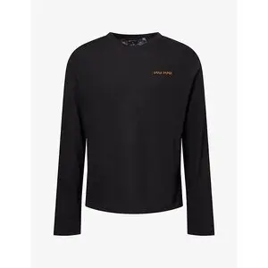 DAILY PAPER Slub Long-sleeve Cotton-blend T-shirt - Black