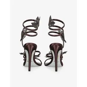 Rene Caovilla Jewel Leaf 105 Leather Heeled Sandals