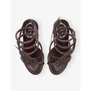 Rene Caovilla Jewel Leaf 105 Leather Heeled Sandals