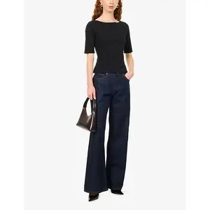 REFORMATION Santino Boat-neck Stretch-cotton Knit Top