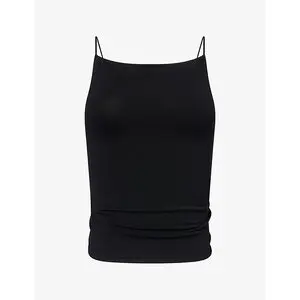 ST. AGNI Twist-back Square-neck Knit Top - Black