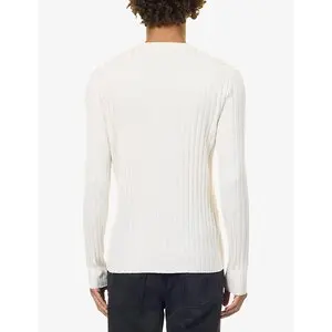 Amiri Script-logo Henley Wool-blend Top