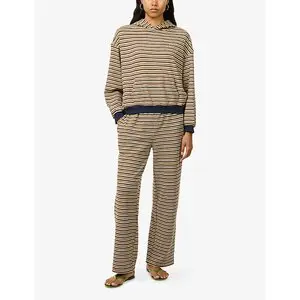 SISTERS & SEEKERS Walker Striped Stretch-jersey Hoodie - Navy