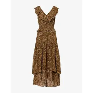 Paige Kiana Ruffled Silk-blend Midi Dress