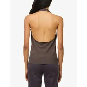 ST. AGNI Sleeveless Halter V-neck Wool Top
