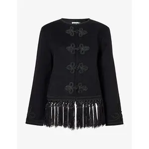 Rixo Inga Embroidered Wool-blend Jacket - Black