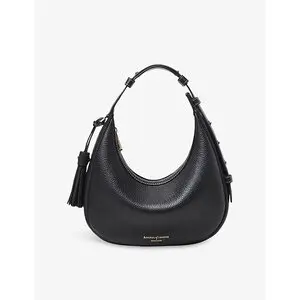 ASPINAL OF LONDON Hudson Crescent Mini Leather Shoulder Bag - Black