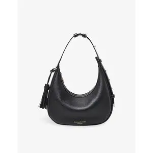ASPINAL OF LONDON Hudson Crescent Mini Leather Shoulder Bag - Black