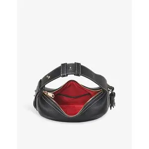 ASPINAL OF LONDON Hudson Crescent Mini Leather Shoulder Bag - Black