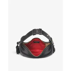 ASPINAL OF LONDON Hudson Crescent Mini Leather Shoulder Bag - Black