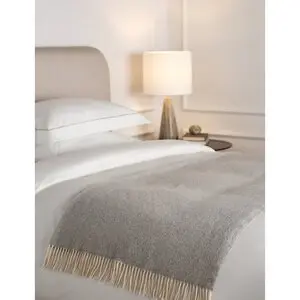 THE WHITE COMPANY Herringbone Wool And Cashmere-blend Throw - Grey