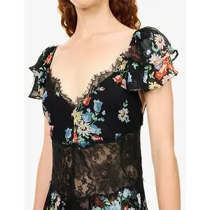 Rixo Carina Floral Chiffon Maxi Dress
