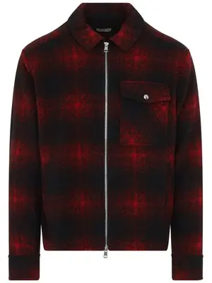 Moncler Overshirt With Zip Check Pattern - Red
