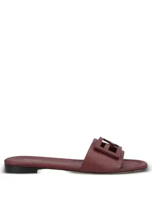 Fendi Baguette Slide In Bordeaux Leather - Red