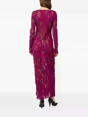 Roberto Cavalli Lace-overlay Frayed Maxi Dress