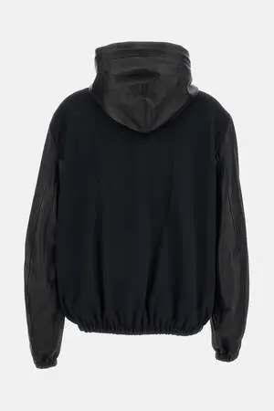 WALES BONNER Giacca In Pelle Vista Striped - Nero