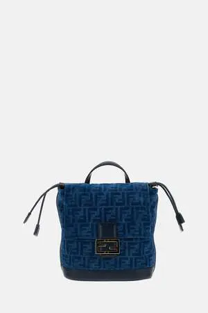 Fendi Zainetto In Denim Flock Ff - Blu
