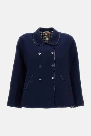 Pero Giacca Doppiopetto Reversibile In Lana - Blu