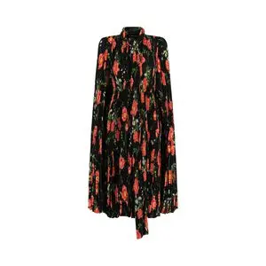 Balenciaga Pleated Floral Midi Dress