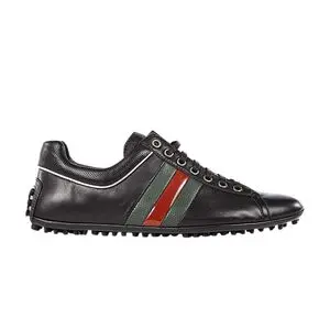 Gucci Lace Up Driver Leather Web - Black