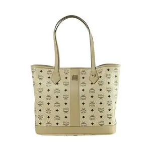 Mcm Liz Vi Shopper Medium Bag 'beige/black' Cream
