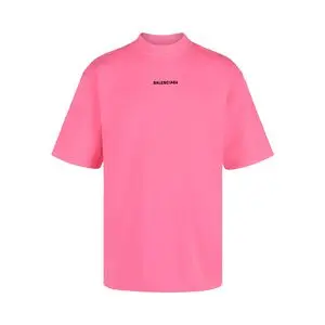 Balenciaga Embroidered Logo Distressed Medium Fit T-shirt 'fluo /black - Pink
