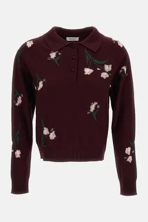 Erdem Maglia In Lana Con Motivo Floreale - Bordeaux