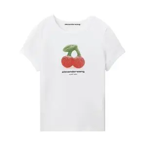 Alexander Wang Cherry Graphic Fitted Ringer Tee - White