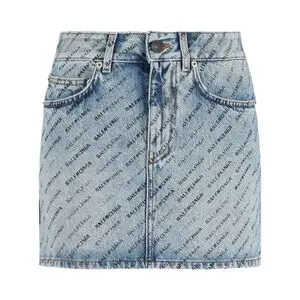 Balenciaga Allover Stencil Low-waist Mini Skirt 'iced - Blue