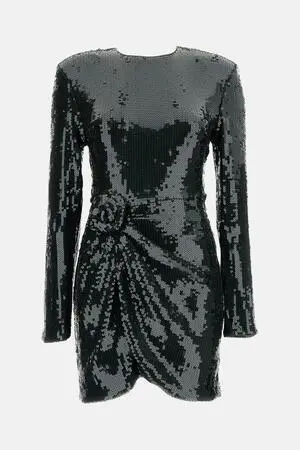 ROTATE BY BIRGER CHRISTENSEN Mini Abito Con Paillettes A Maniche Lunghe - Green