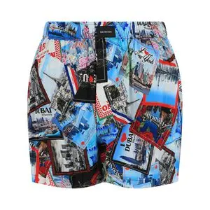 Balenciaga Mixed Scraves Silk Crepe Pyjama Shorts - Multicolor