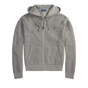 Polo Ralph Lauren Waffle Knit Full Zip Hybrid Sweater - Grey