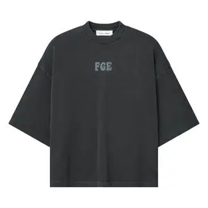 Fear Of God Heavy Jersey Merch Tee Boxy Fit 'washed Iron Grey - Black