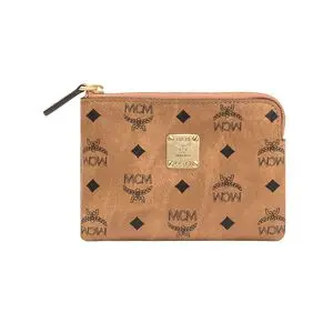 Mcm Aren Visetos Card Case 'cognac - Tan