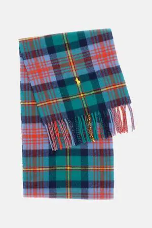 Polo Ralph Lauren Sciarpa Scozzese In Lana Con Frange
