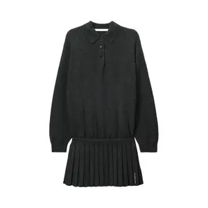 Alexander Wang Heatpressed Skirt Long-sleeve Polo Dress 'graphite - Grey