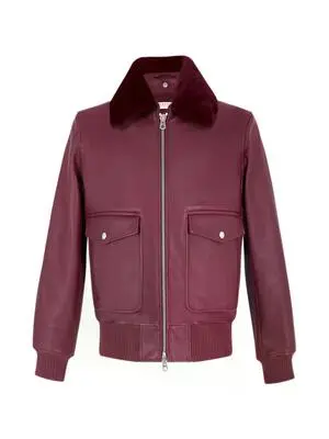 FURSAC Shearling-collar Leather Jacket - Red
