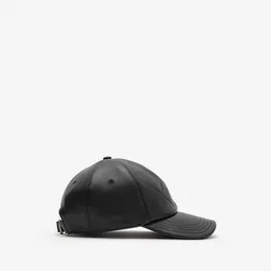 Burberry Embossed Check Leather Baseball Cap