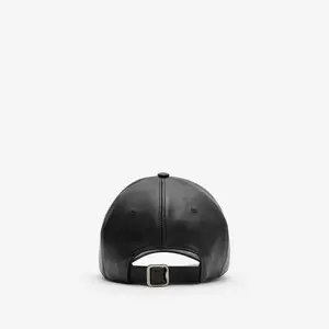 Burberry Embossed Check Leather Baseball Cap