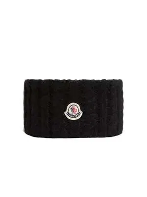 Moncler Cable & Rib Knit Alpaca-wool Beanie Hat With Logo Patch - Nero