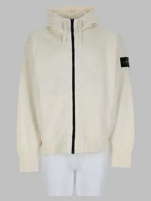 Stone Island Zip-up Hooded Sweatshirt With Logo Patch