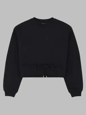 Dries Van Noten Cropped Cotton Sweatshirt With Drawstring Waist