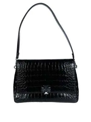 Tory Burch Charlie Croc Embossed Shoulder Handbag