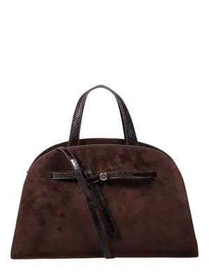 Tory Burch TORY BURCH Romy Suede Satchel Dark Cocoa