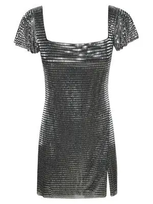 SELF-PORTRAIT Rhinestone Mesh Mini Dress