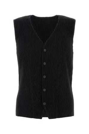 Issey Miyake Polyester Pleated Vest - Black