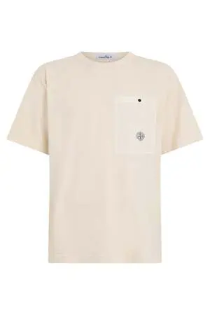 Stone Island Inspired Lightweight Pocket T-shirt With Logo - Ivory