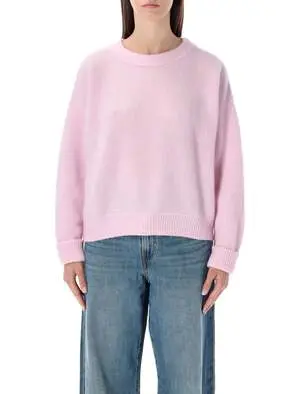 American Vintage Oversized Alpaca Wool Blend Crewneck Sweater - Rosa