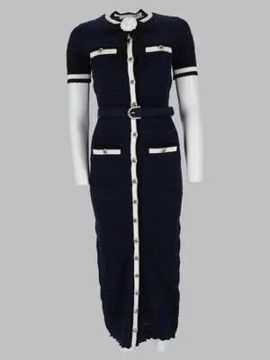 SELF-PORTRAIT Embellished Knit Button-front Midi Dress