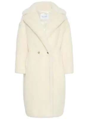 Max Mara Max Mara Oversized Double-Breasted Alpaca-Wool Coat With Silk Base Bianco